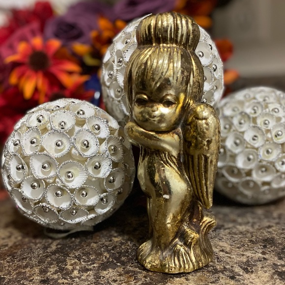 Vintage | Holiday | 6s Vntg Gold Cherub Beehive Pixie Holiday Angel ...